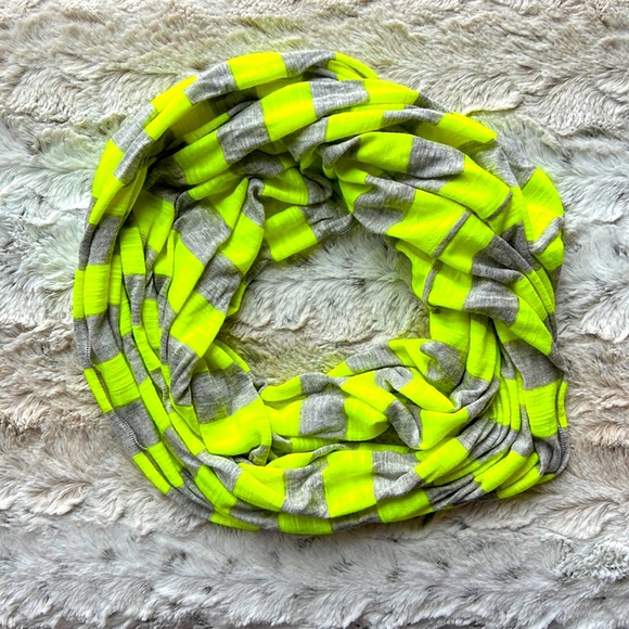 Accessories | Neon Yellow Gray Striped Scarf | Poshmark